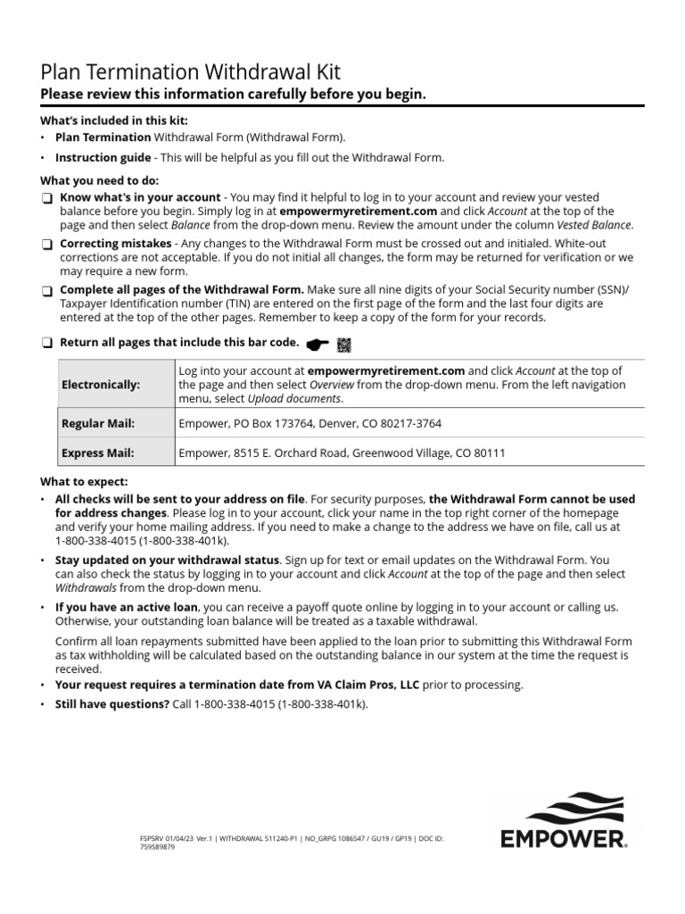 Separation From Employment Withdrawal Request | PDF