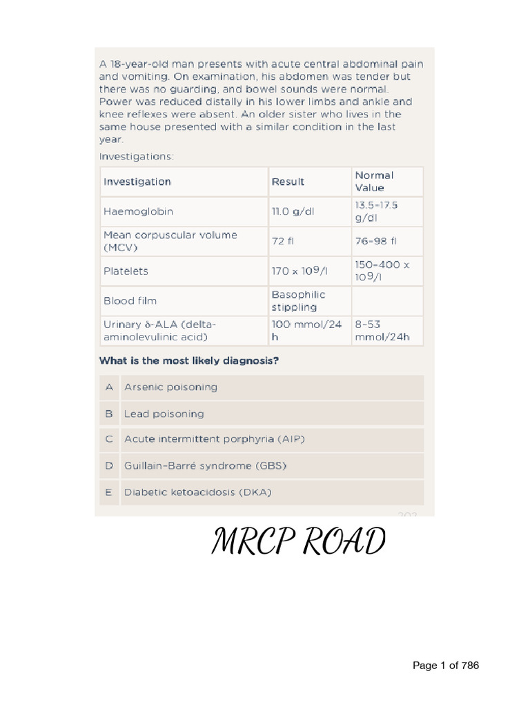 MRCP - Part One - Pastest 2020 - Neurology | PDF