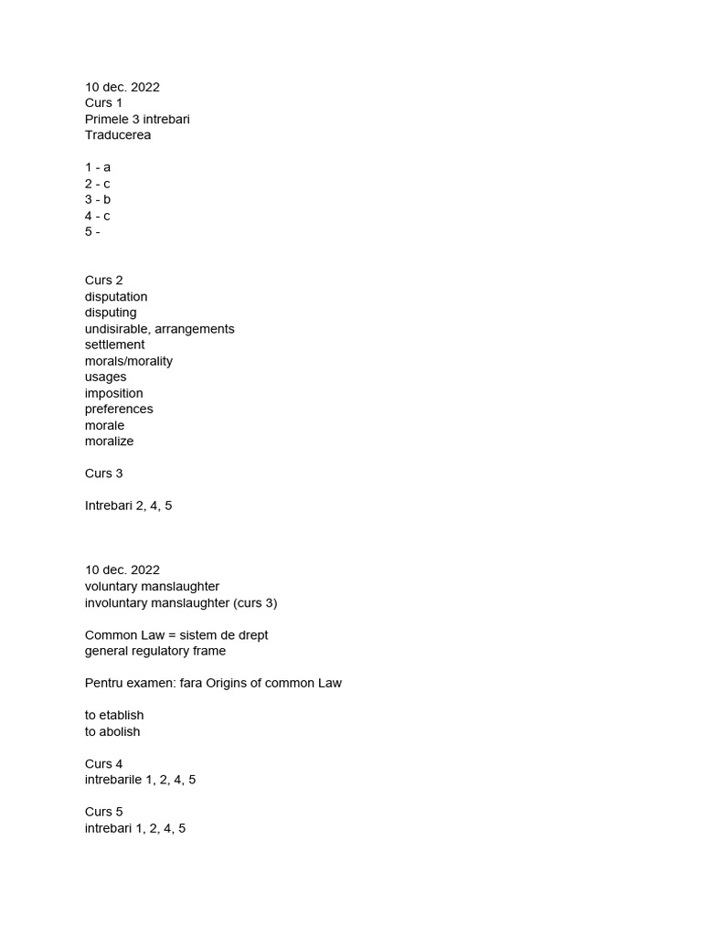 Engleza - Notite Curs | PDF