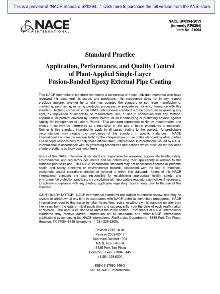 Preview NACE+Standard+SP0394-2013 | PDF
