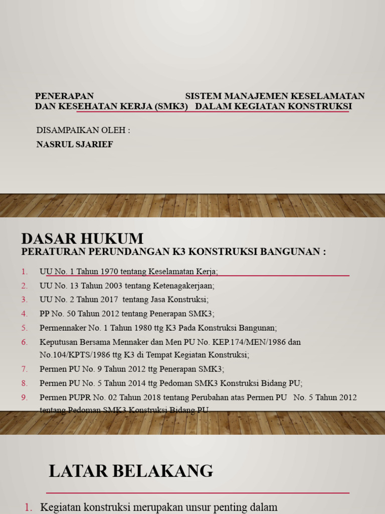 Penerapan Smk3 Dalam Kegiatan Konstruksi Final | PDF