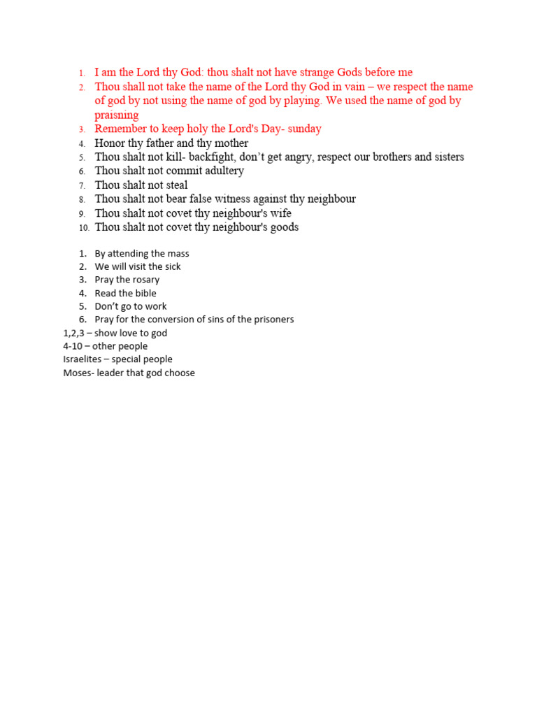 10 Commandments of God | PDF