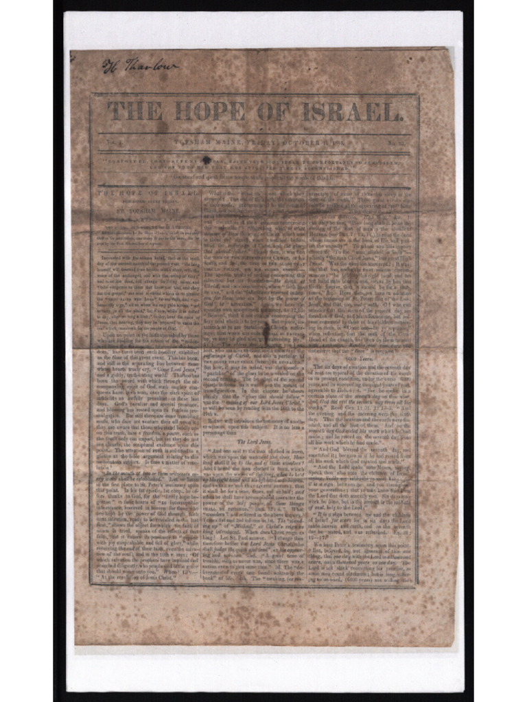 Hope of Israel - October 11, 1844 - Adventist Digital Library | PDF
