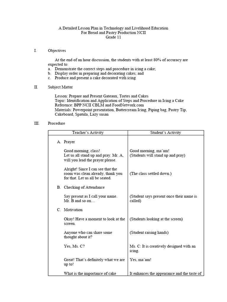 Lesson Plan | PDF | Cakes | Icing (Food)