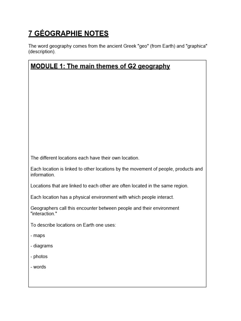 7 Géographie Notes | PDF