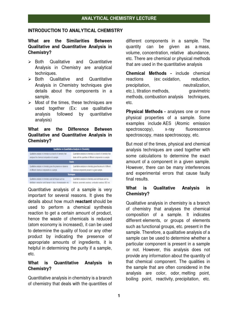 Qualitative vs Quantitative Analysis in Chemistry | PDF | Analytical Chemistry | Analysis