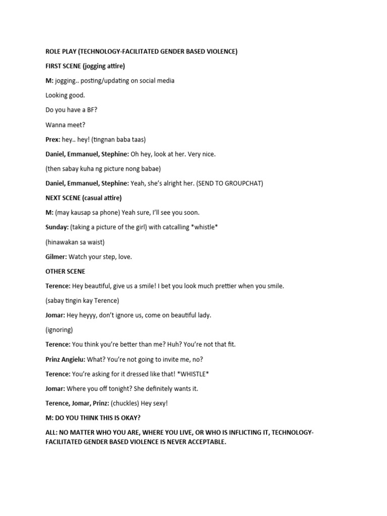 01 Role Play Script Gender and Soc | PDF