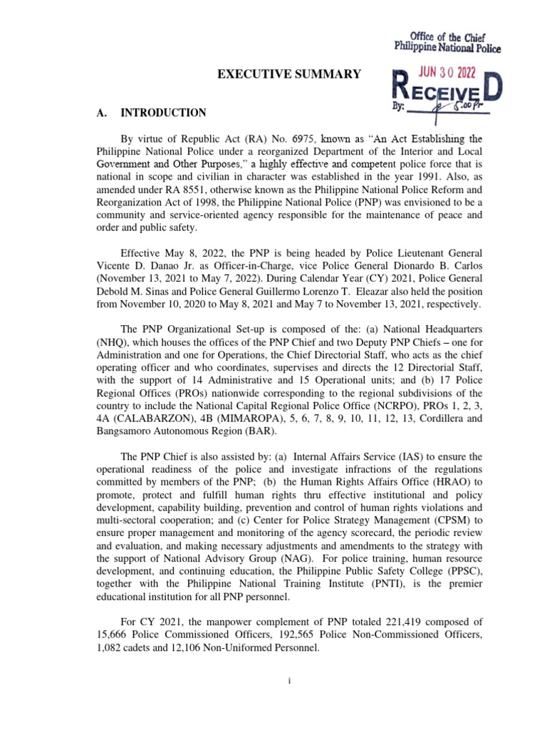 Philippine National Police Executive Summary 2021 | PDF | Audit | Economies