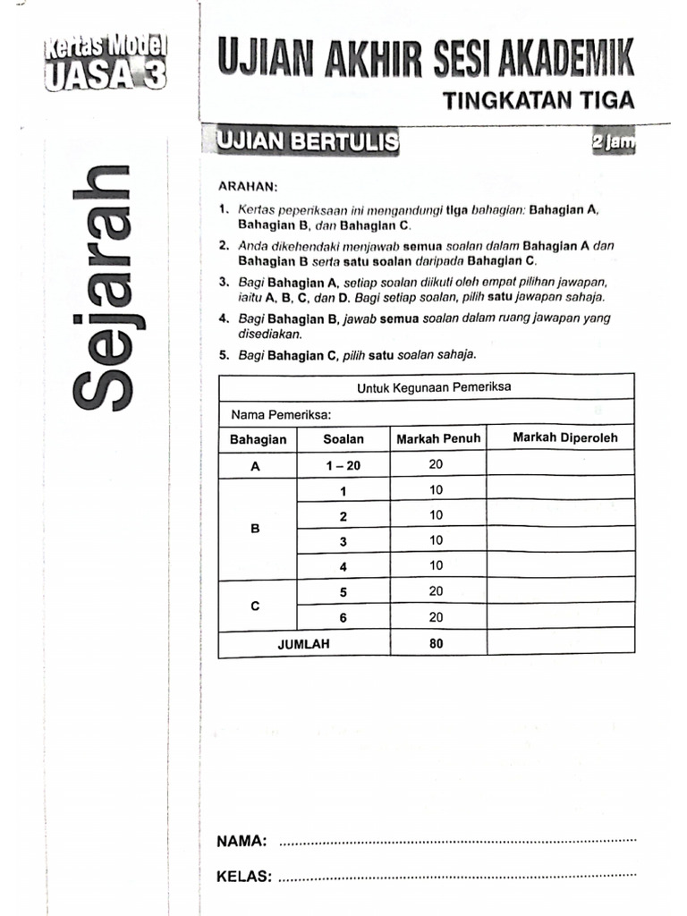UASA SEJARAH TING 3 | PDF