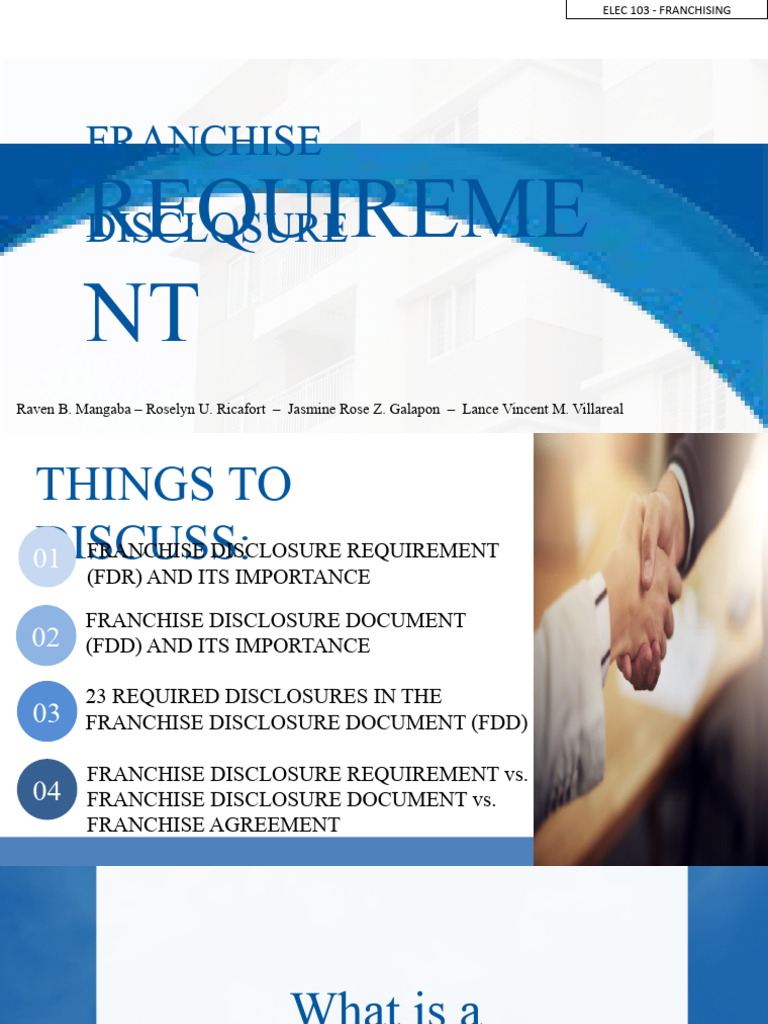 Franchise Disclosure Requirement (FDR) Report | PDF
