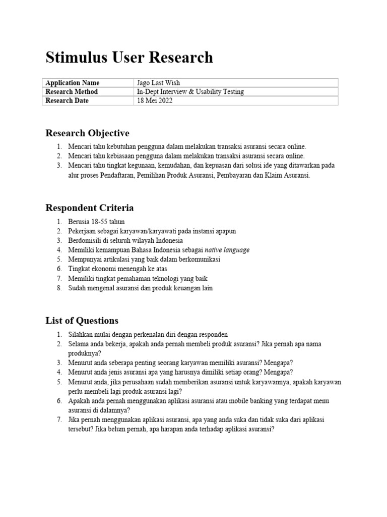 Stimulus User Research | PDF