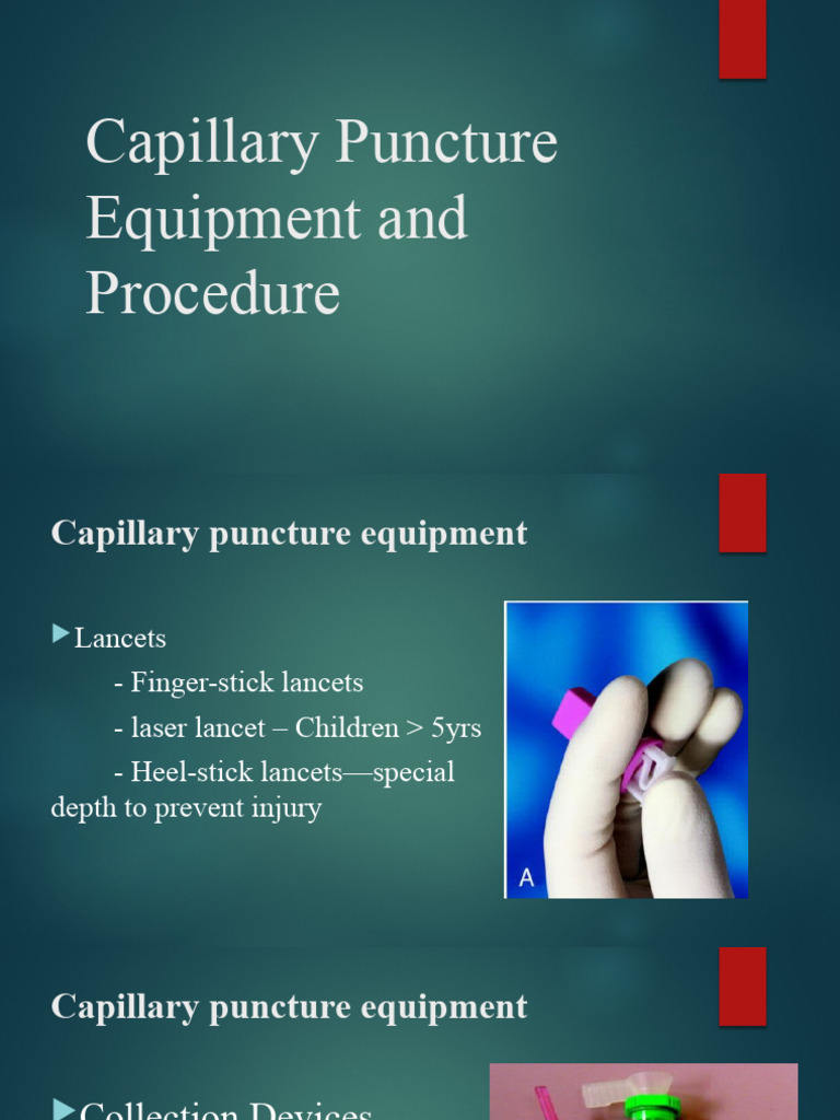 Capillary Puncture Equipement and Procedure | PDF | Capillary | Vein