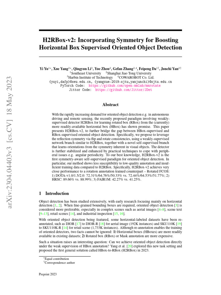 【旋转目标检测】h2rbox V2 Incorporating Symmetry For Boosting Horizontal Box Supervised Oriented Object