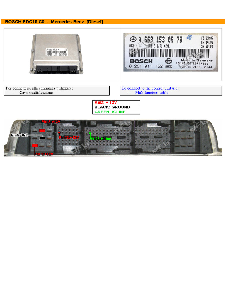 Pinout Bosch Edc15 C0 Mercedes | PDF