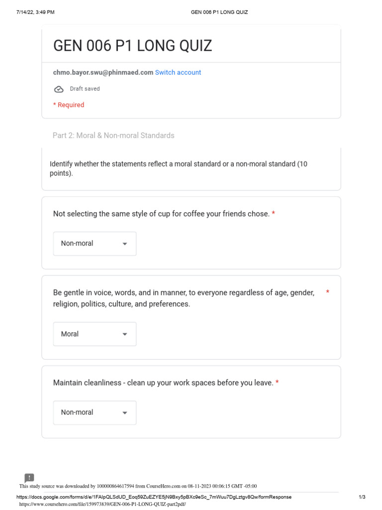 GEN 006 P1 LONG QUIZ Part2 PDF | PDF