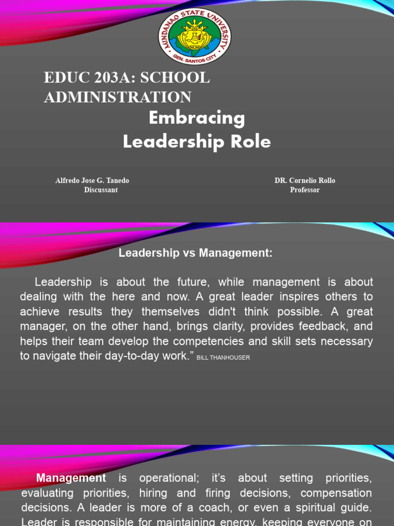 Tanerdo Educ 203A Embracing Leadership Role | PDF | Leadership | Business