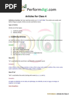 Articles Worksheet For Class 6 With Answers | PDF