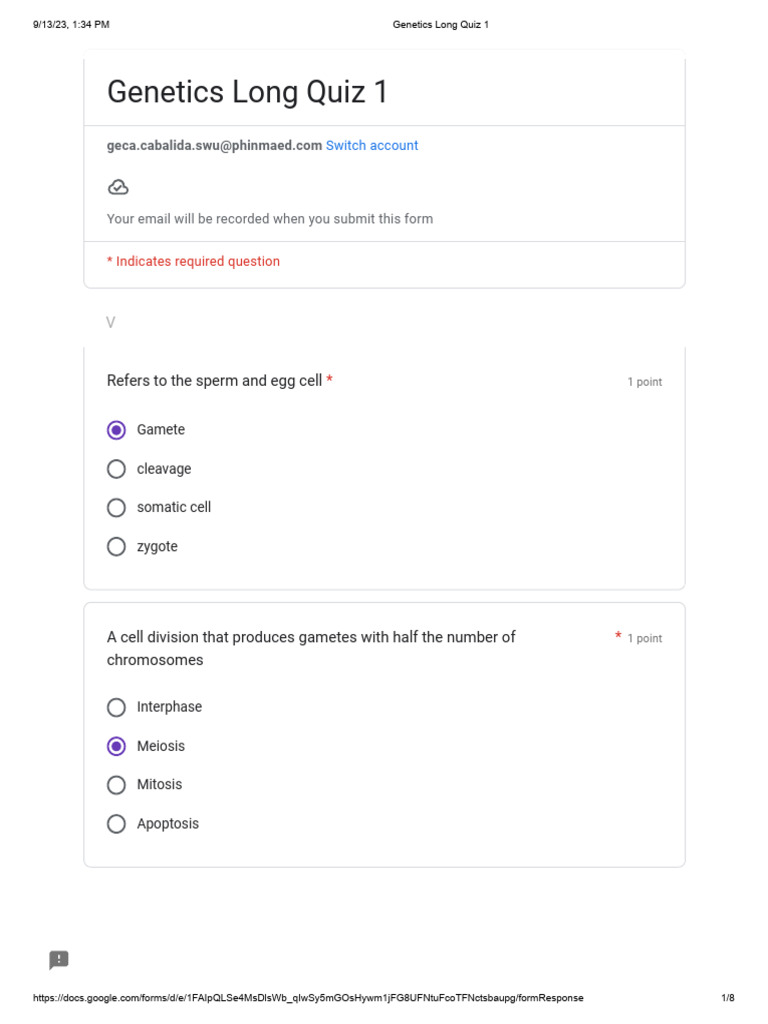 Genetics Long Quiz 1 Pdf