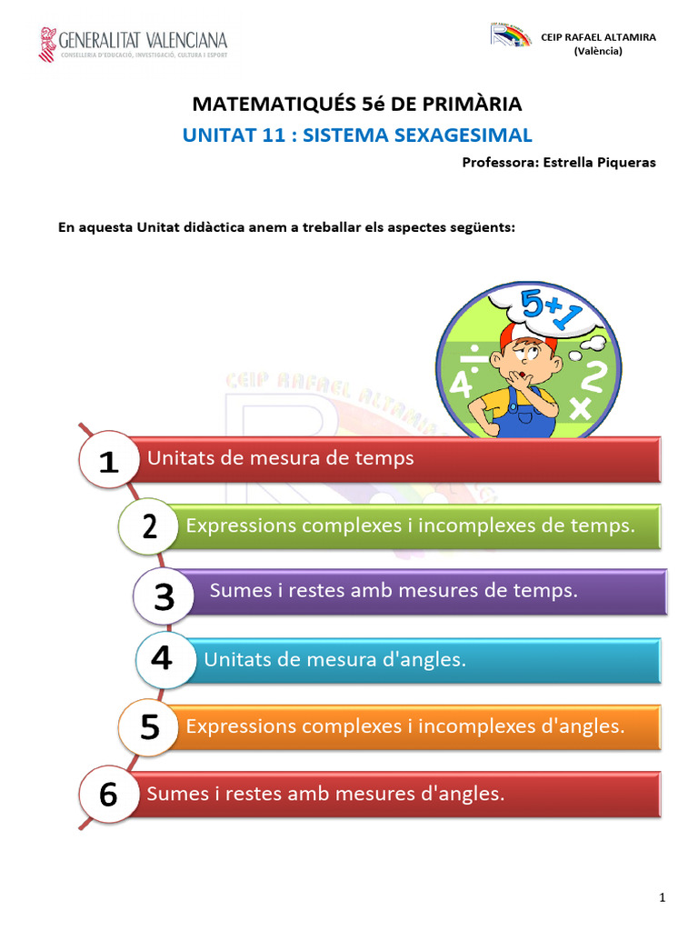 Resum Unitat 11 - Sistema Sexagesimal | PDF