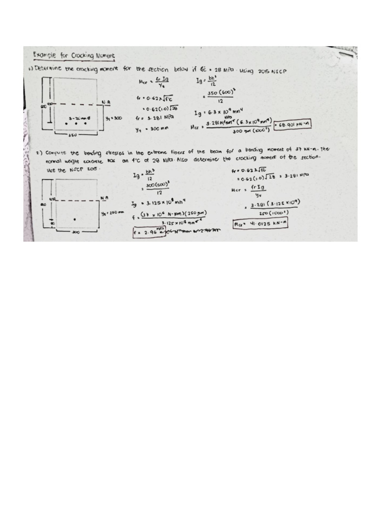 Principles of Reinforced Concrete (Example For Cracking Moment) | PDF