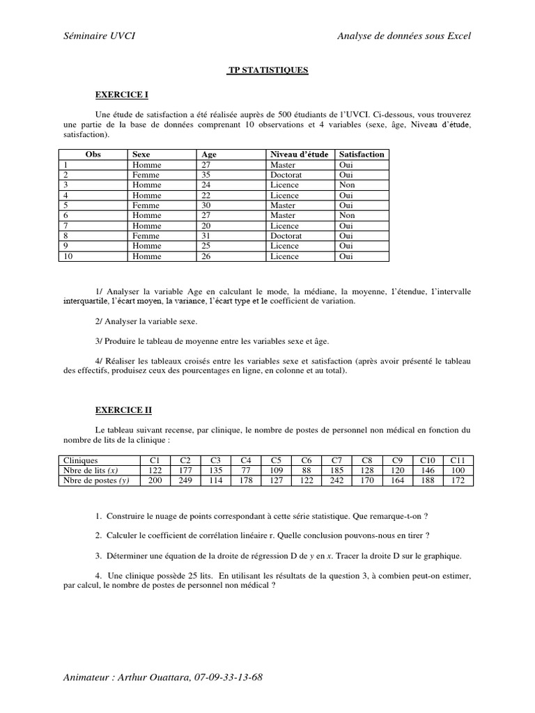 TP Analyse de Données Sous Excel | PDF