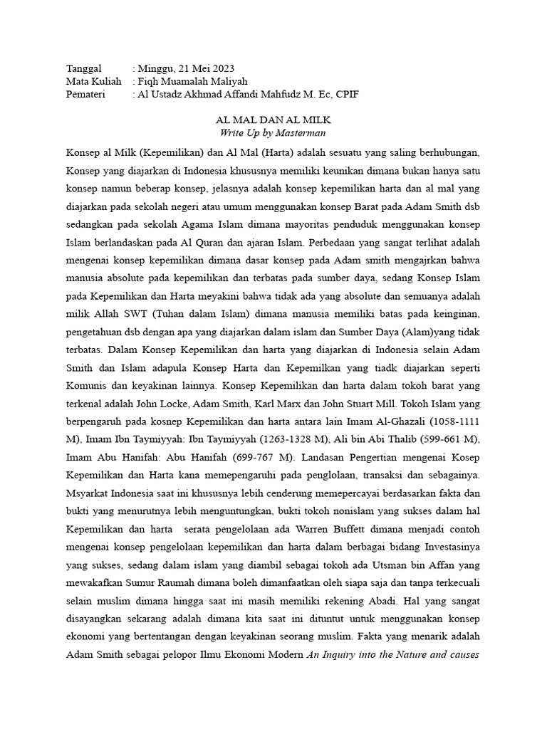 Write Up - Part 1 by Masterman Kepemilikan Dan Harta | PDF