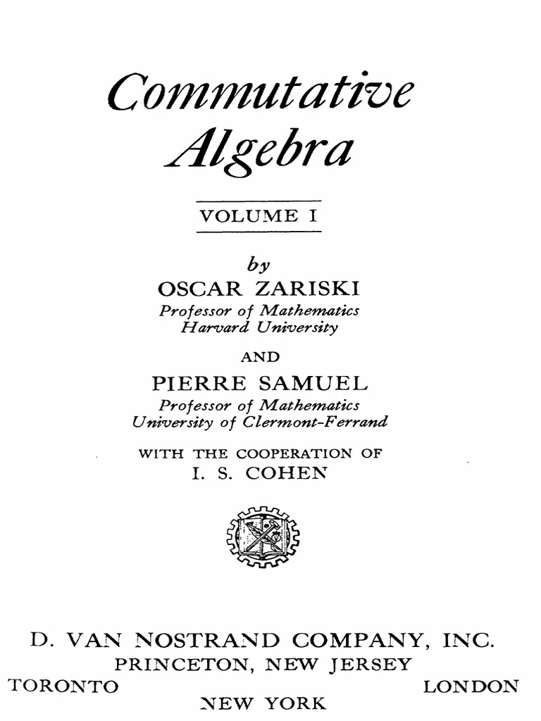 (University Series in Higher Mathematics) Oscar Zariski, Pierre Samuel ...