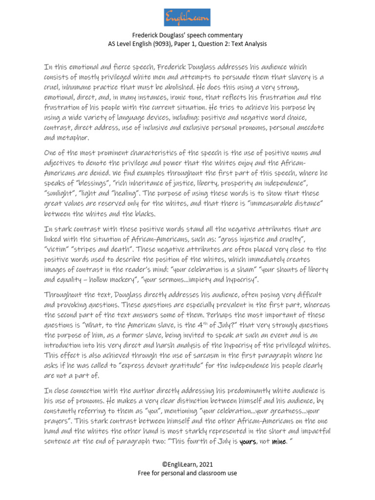Englilearn-Frederick-Douglass-Speech-Commentary (2 Files Merged) | PDF ...