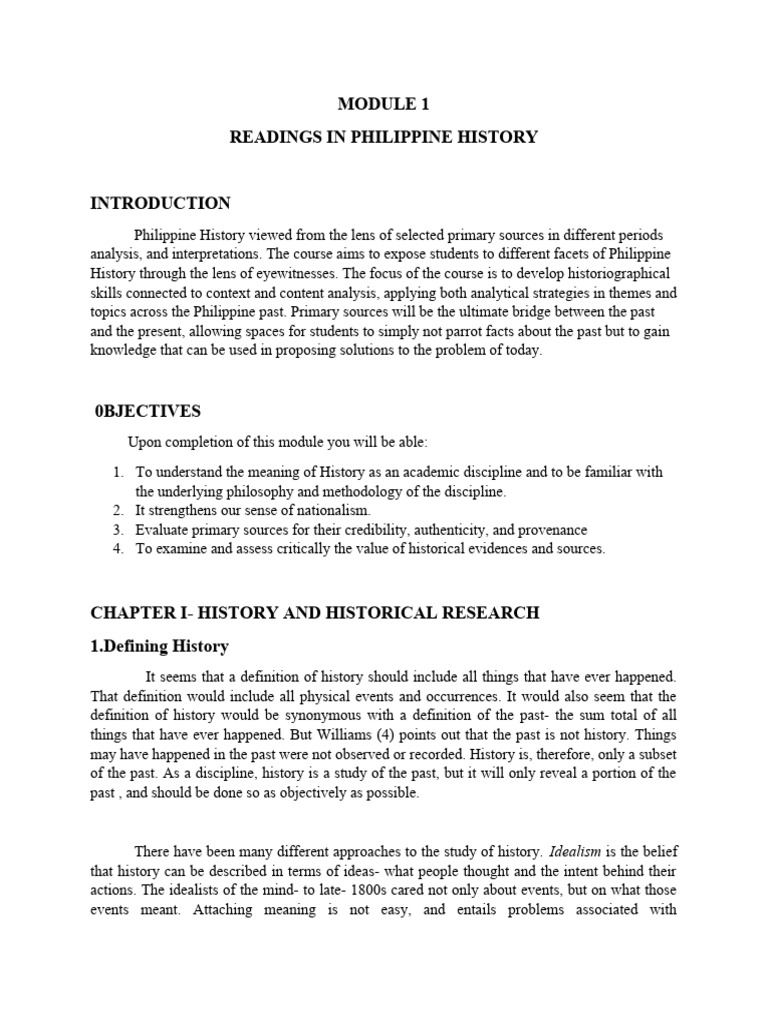 Revised Module in Readings in Philippine History 2020 2021 1 | PDF | Primary Sources | Archive