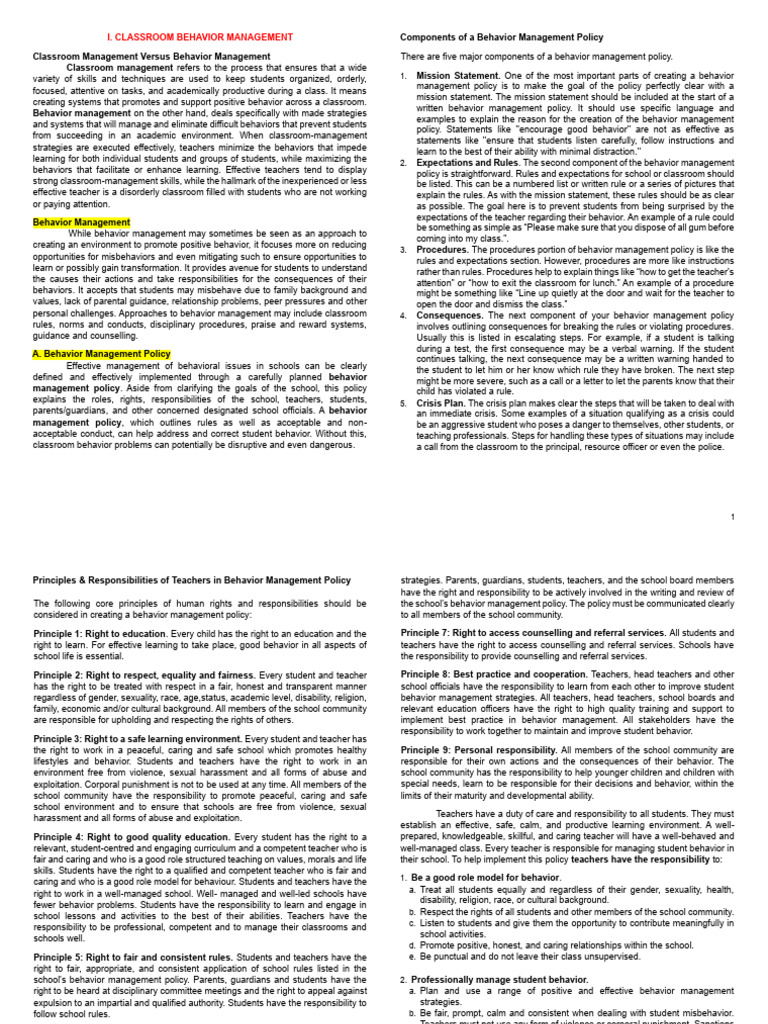 Classroom Behavior Management Guide | PDF | Classroom Management | Teachers