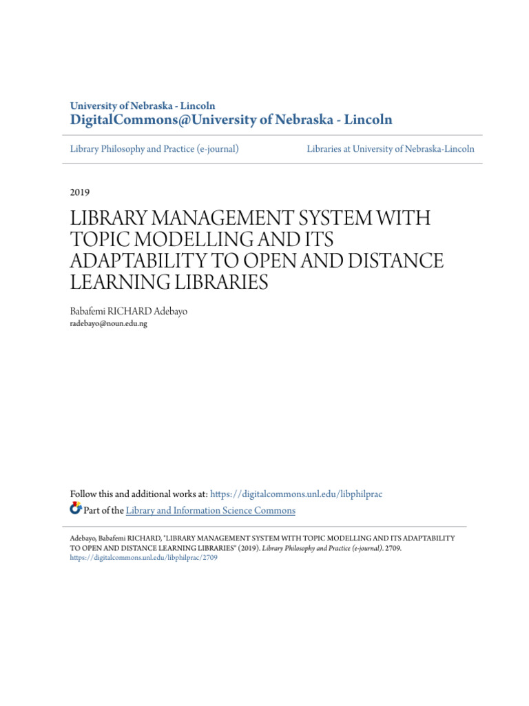 Library Management with Topic Modeling | PDF | Libraries | Cybernetics