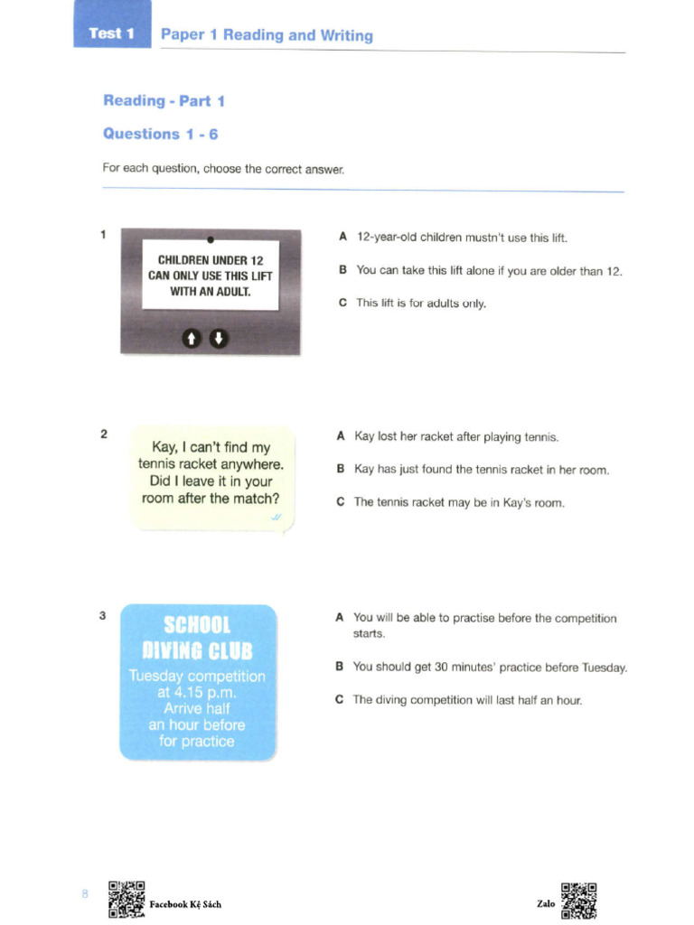 English For Schools Practice Test No Speaking | PDF