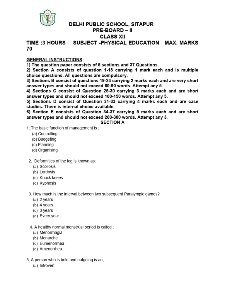 Class 12 Preboard Set 2 Pdf 