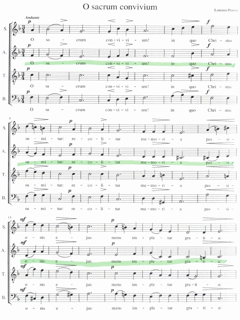 O Sacrum Convivium - Perosi - 4 Voci - 0001 | PDF