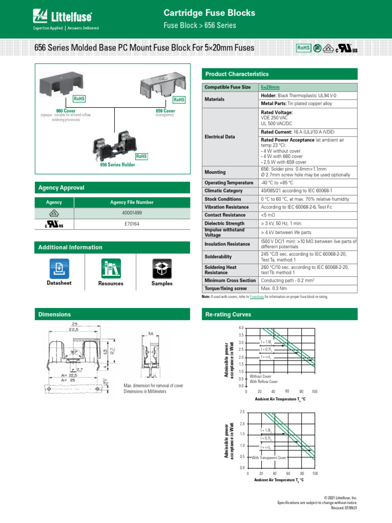 Littelfuse Fuse Block 656 Datasheet PDF | PDF