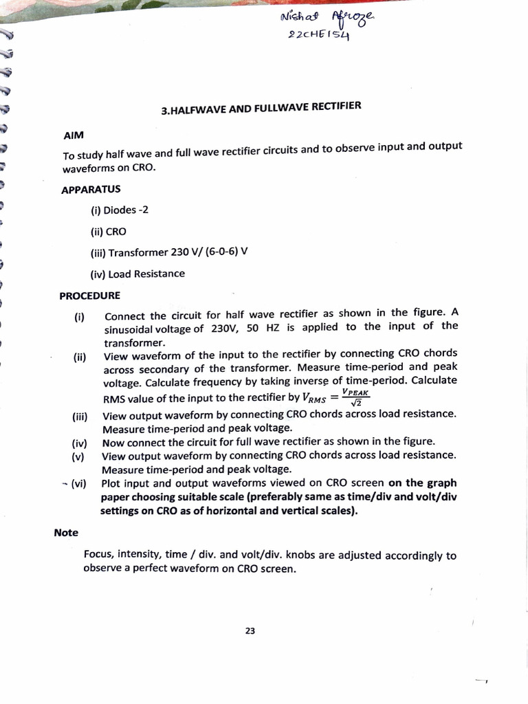 22che154 Beee Lab Rectifiers | PDF | Rectifier | Amplitude