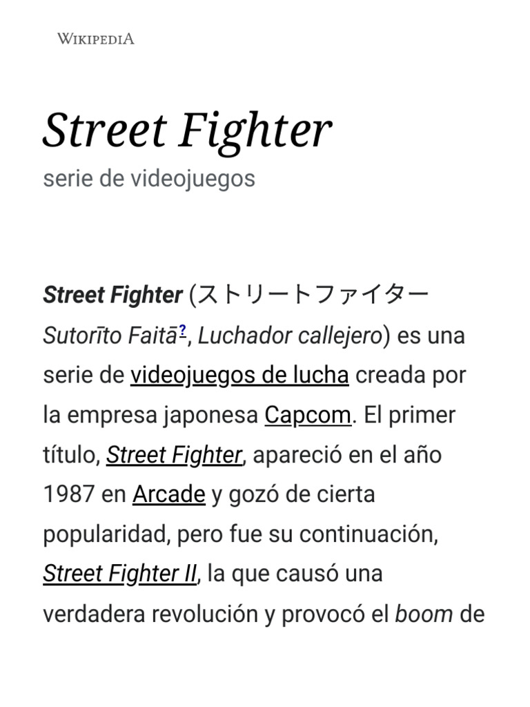 Historia de la serie Street Fighter | PDF | Videojuegos