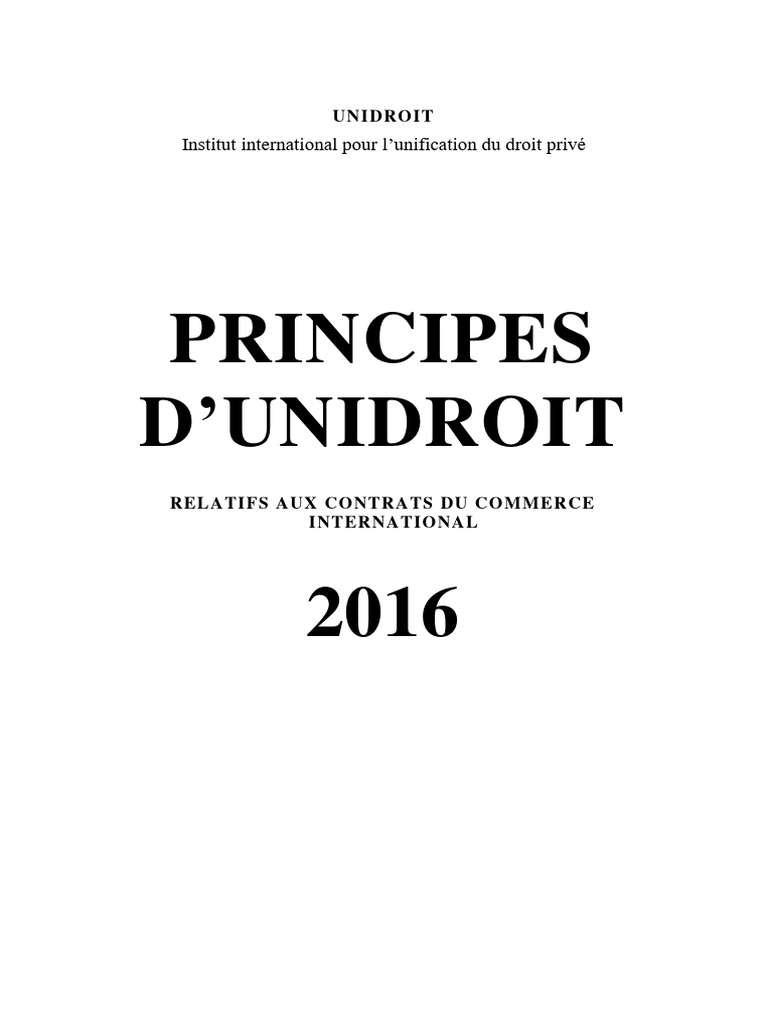 Unidroit Principles 2016 French I | PDF