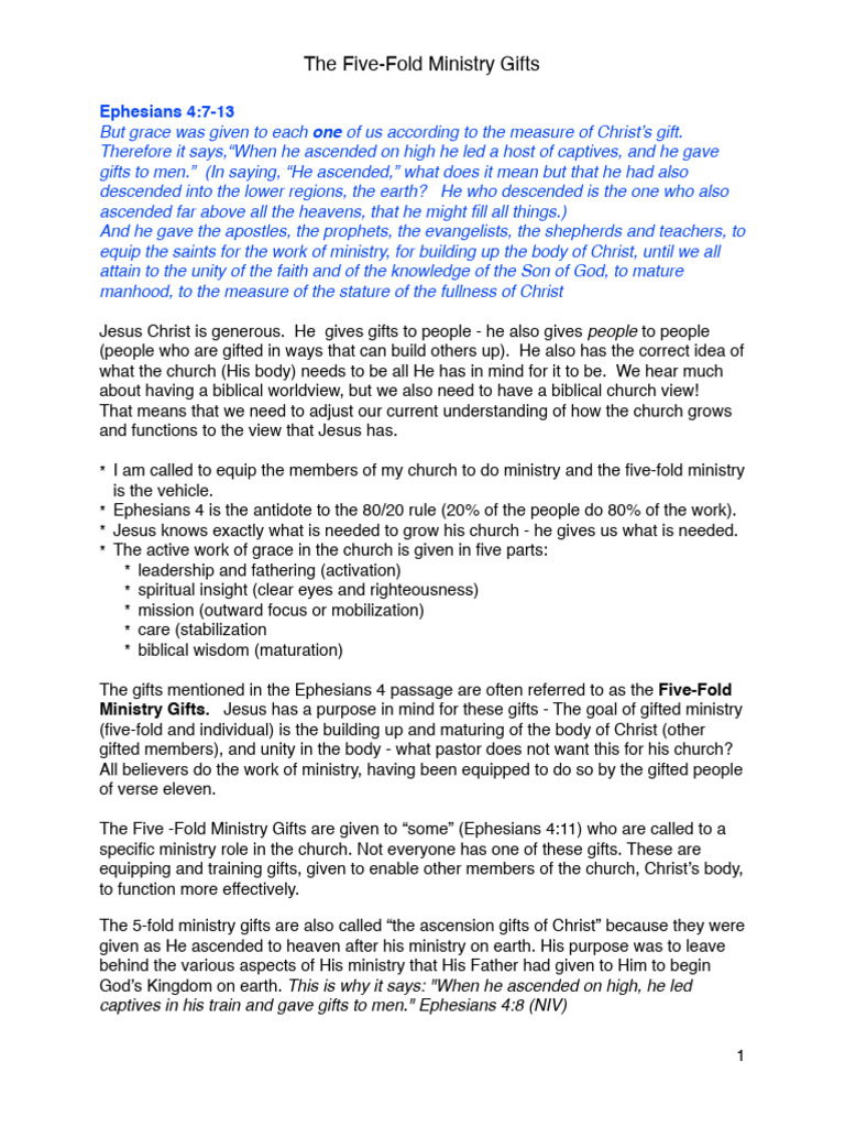 The Five Fold Ministry Gifts | PDF