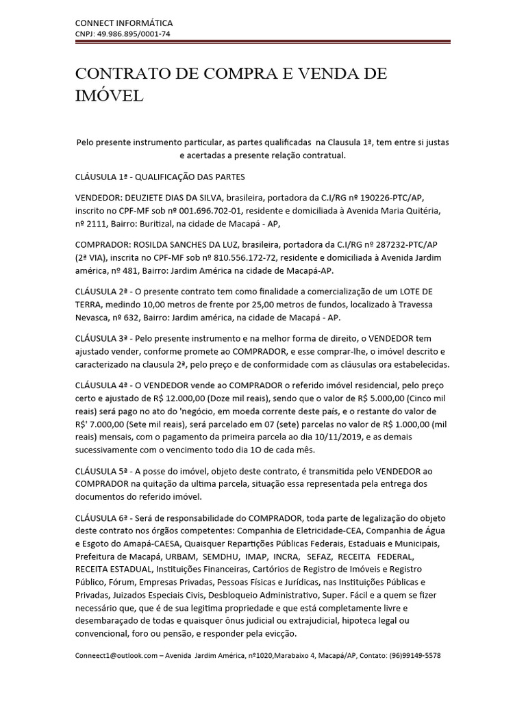 Contrato De Compra E Venda De Imóvel 2 Pdf