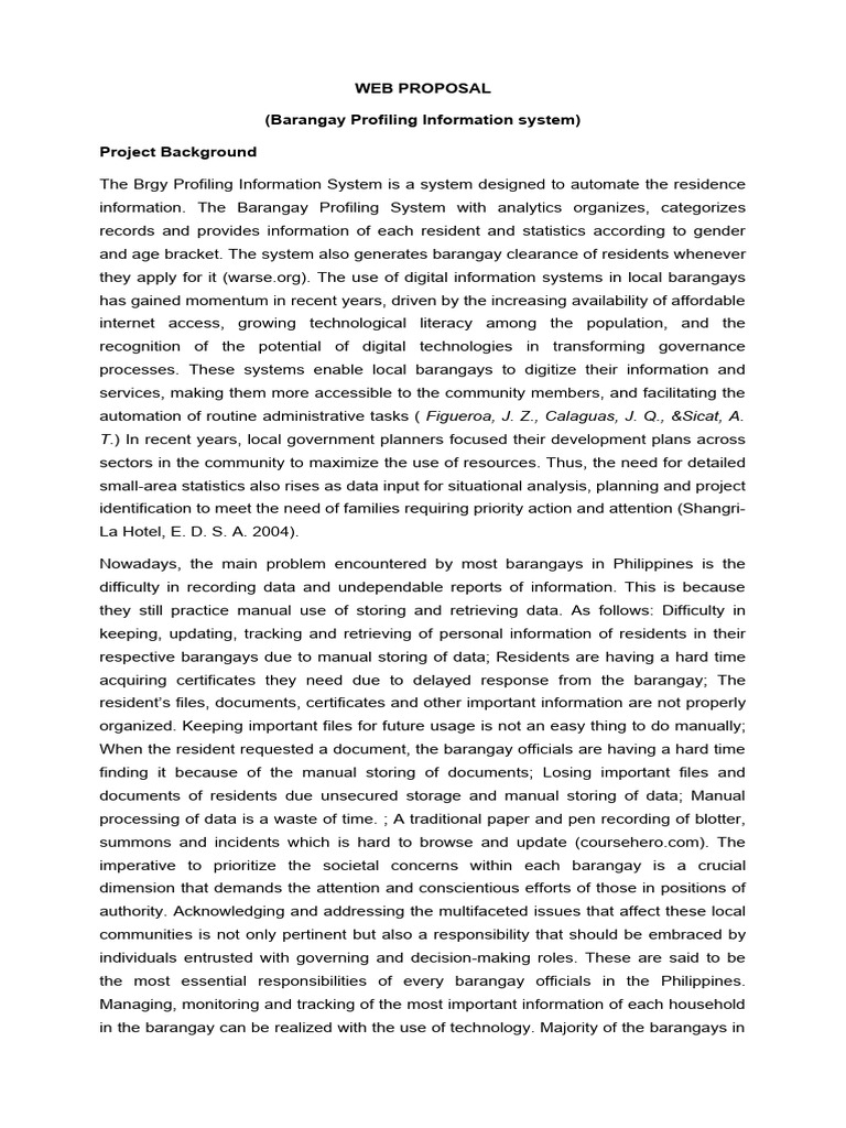 The Brgy Profiling Information System | PDF