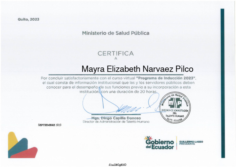 Mayra Elizabeth Narvaez Pilco: Septiembre 2023 | PDF
