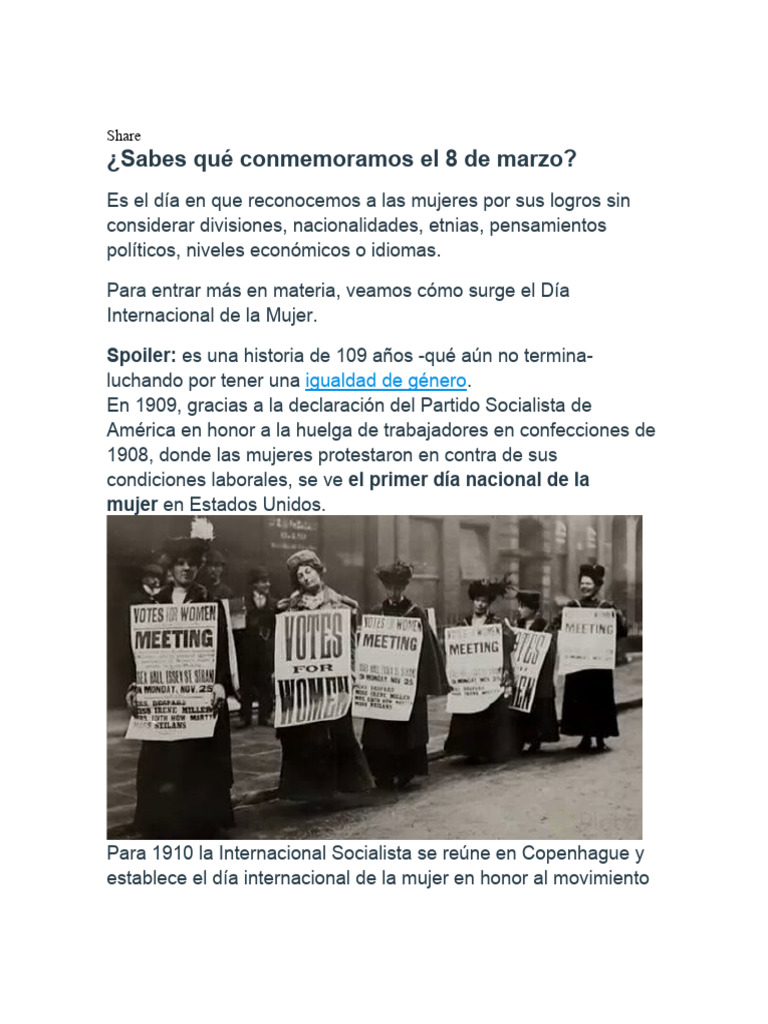 Biografia Dia de La Mujer | PDF