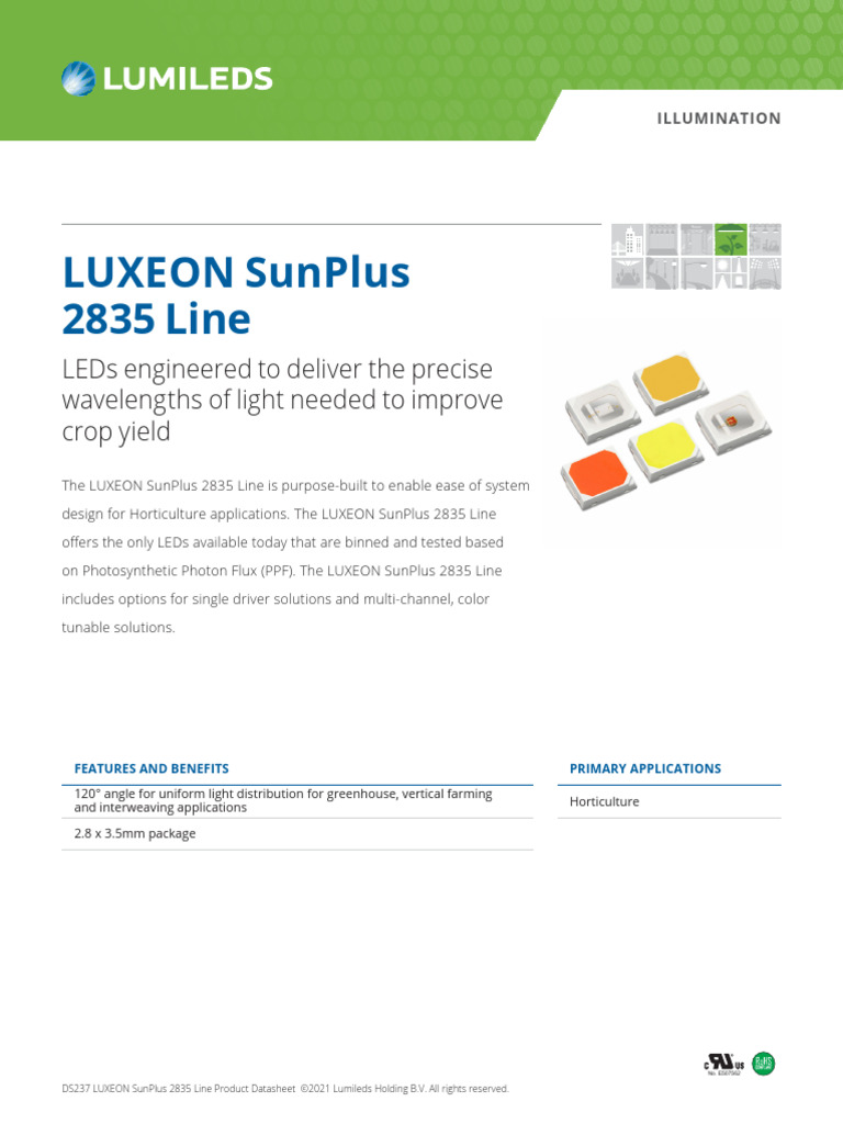 DS237-luxeon-sunplus-2835-line-datasheet | PDF | Physical Quantities | Electrical Engineering