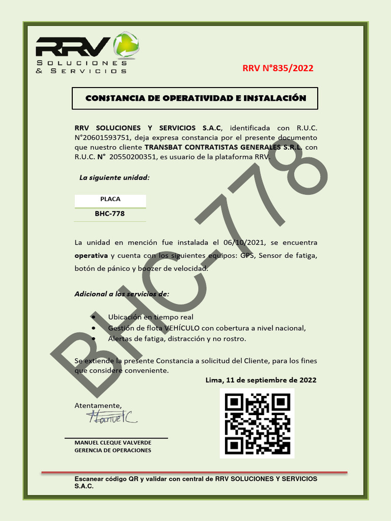 Certificado Sistema Saf | PDF