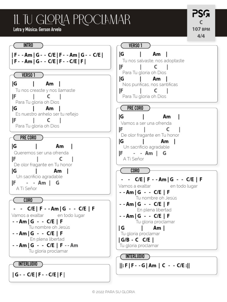 Tu Gloria Proclamar (C) - Acordes | PDF