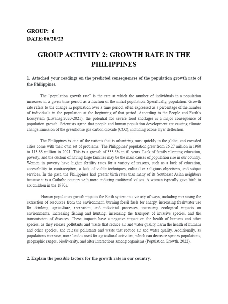 Population Growth Rate in the Philippines | PDF | Economic Growth ...