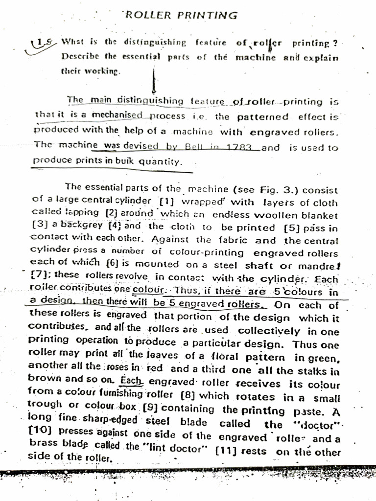 Roller Printing, Its Advantages, Defects Occurred During Printing and Their Rectification. Text ...