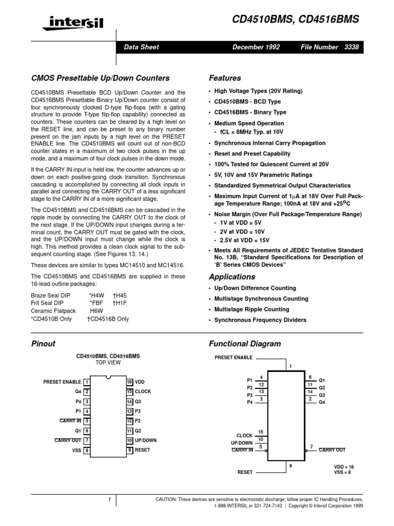 CD4510 | PDF | Electricity | Digital Technology