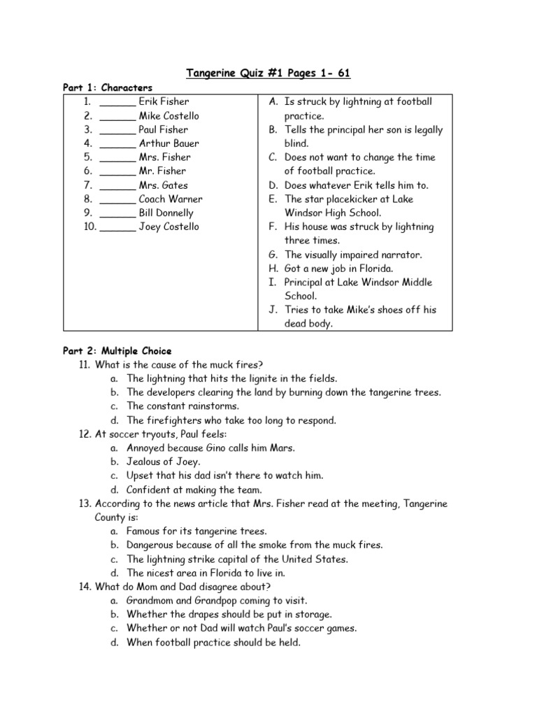Tangerine Quiz 1 | PDF